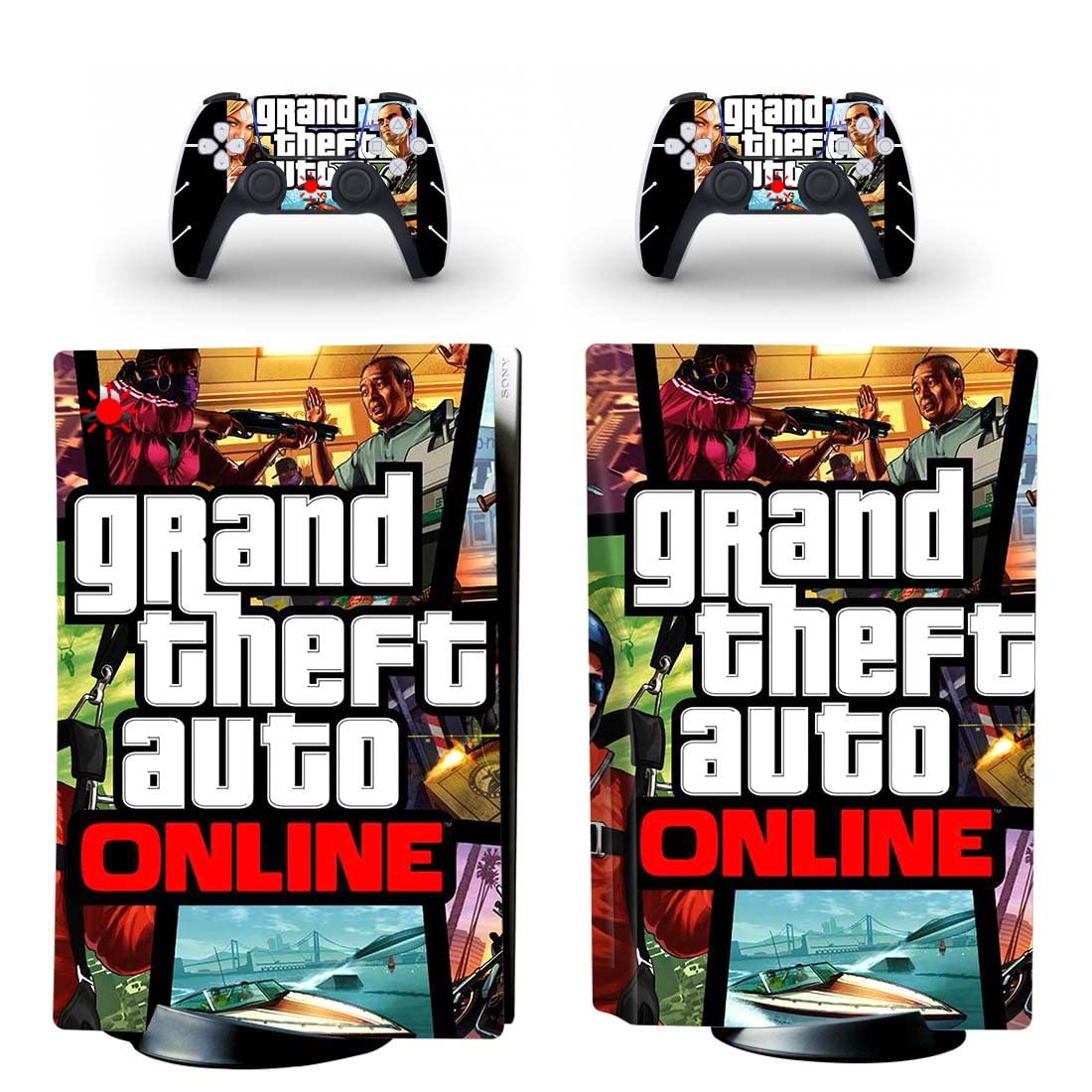For PS4 SLIM - Game Grand GTA Theft And Auto PS4 or PS5 Skin Sticker For PlayStation 4 or 5 Console And Controllers Decal Vinyl DUC-5969