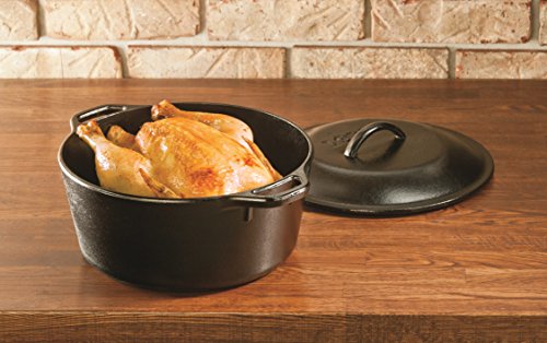 Lodge L8DOLKPLT Cast Iron Dutch Oven with Dual Handles, Pre-Seasoned, 5-Quart & L5SK3 Pre-Seasoned Cast-Iron 8-Inch Skillet