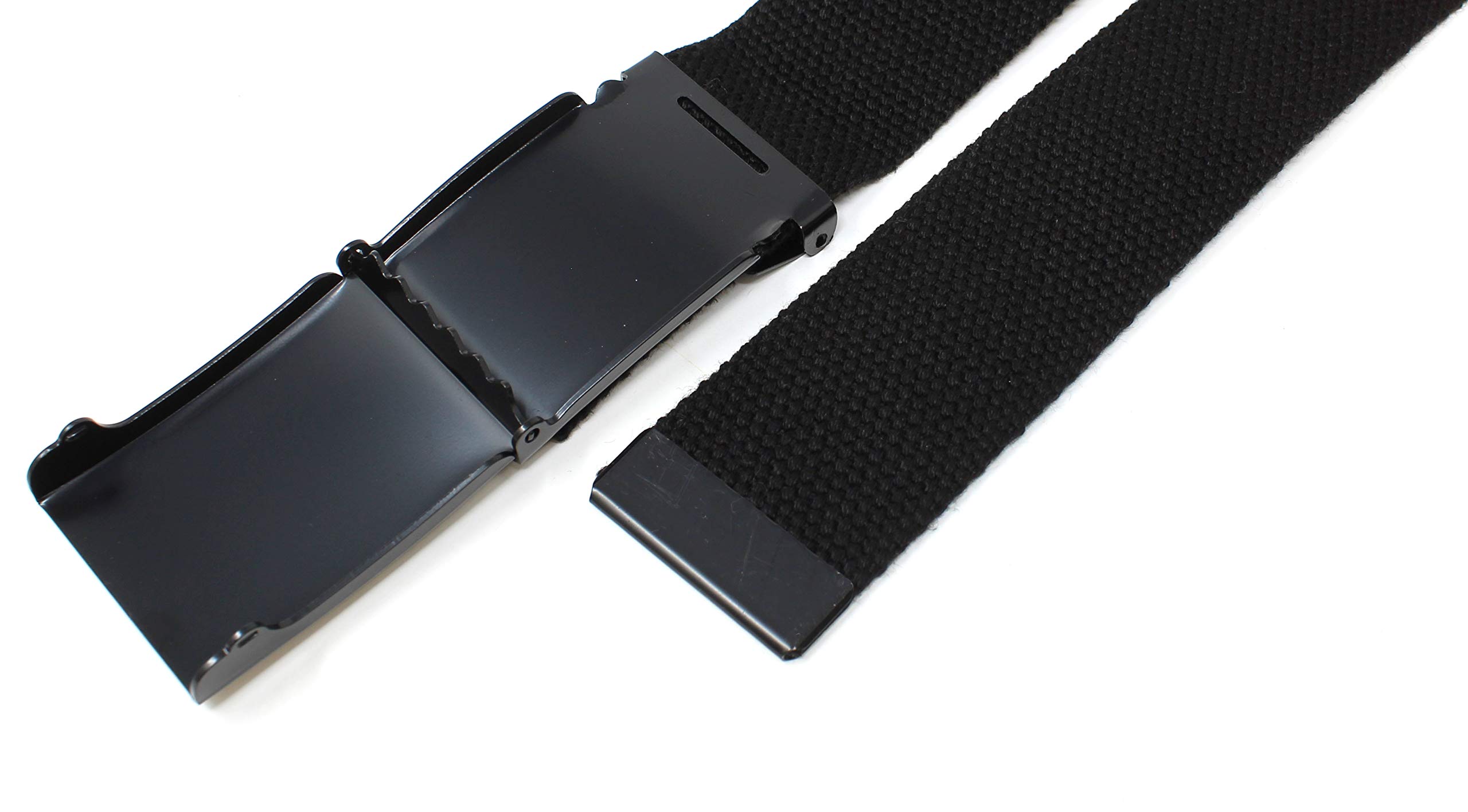 Canvas Web Belt Flip-Top Black Buckle/Tip Solid Color 50" Long 1.5" Wide (Black)