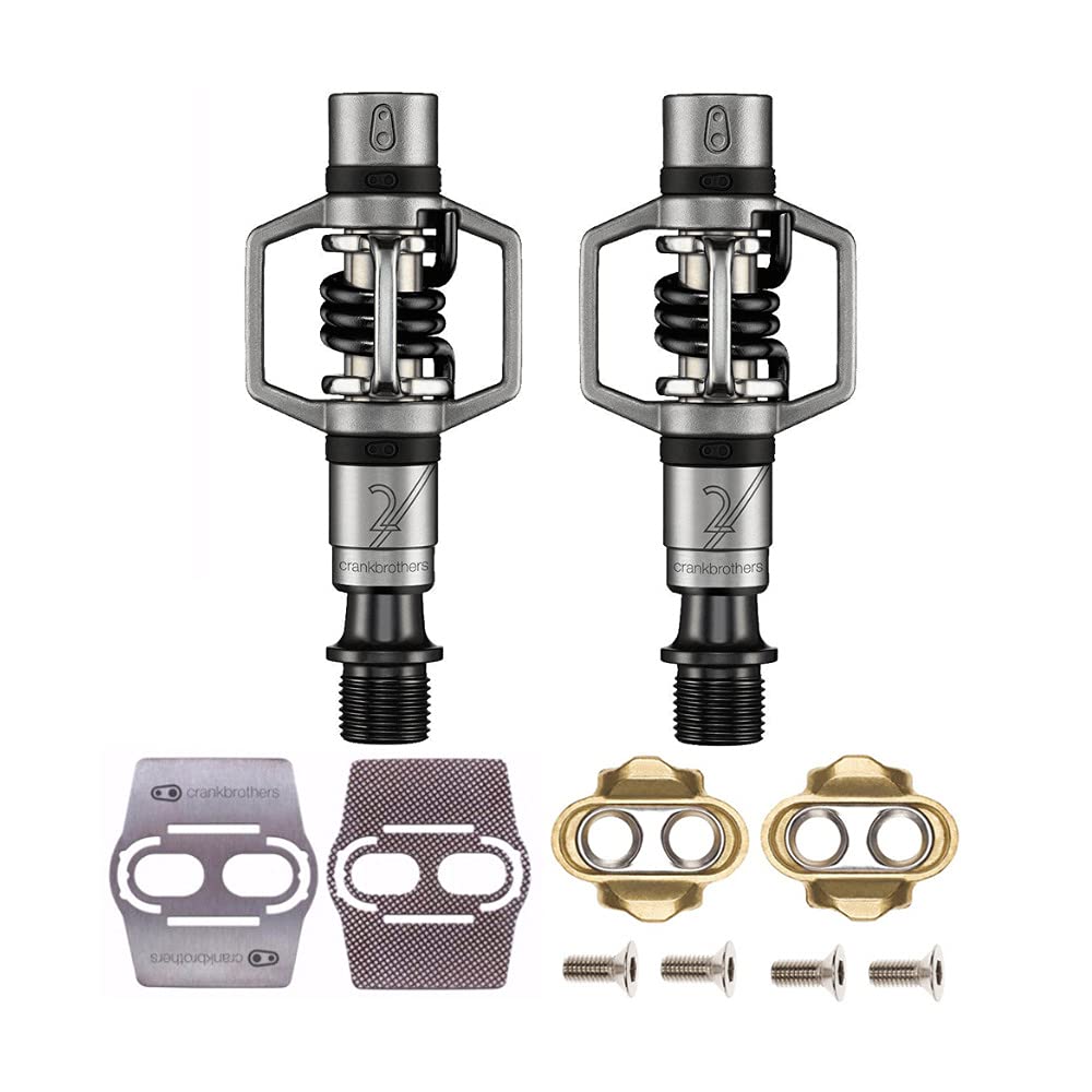Crank Brothers Eggbeater 2 Hangtag Bike Pedals with Premium Cleats and Bicycle Shoe Shields Set (Black)