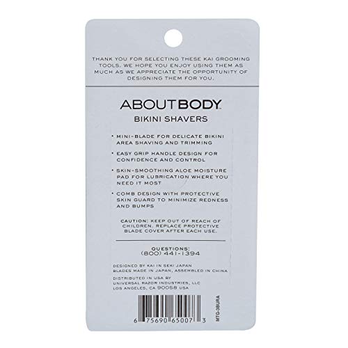 Kai About Body Bikini Shavers - Gentle Razors for Shaving, Trimming & Exfoliating - Includes 3 Beauty Groomers