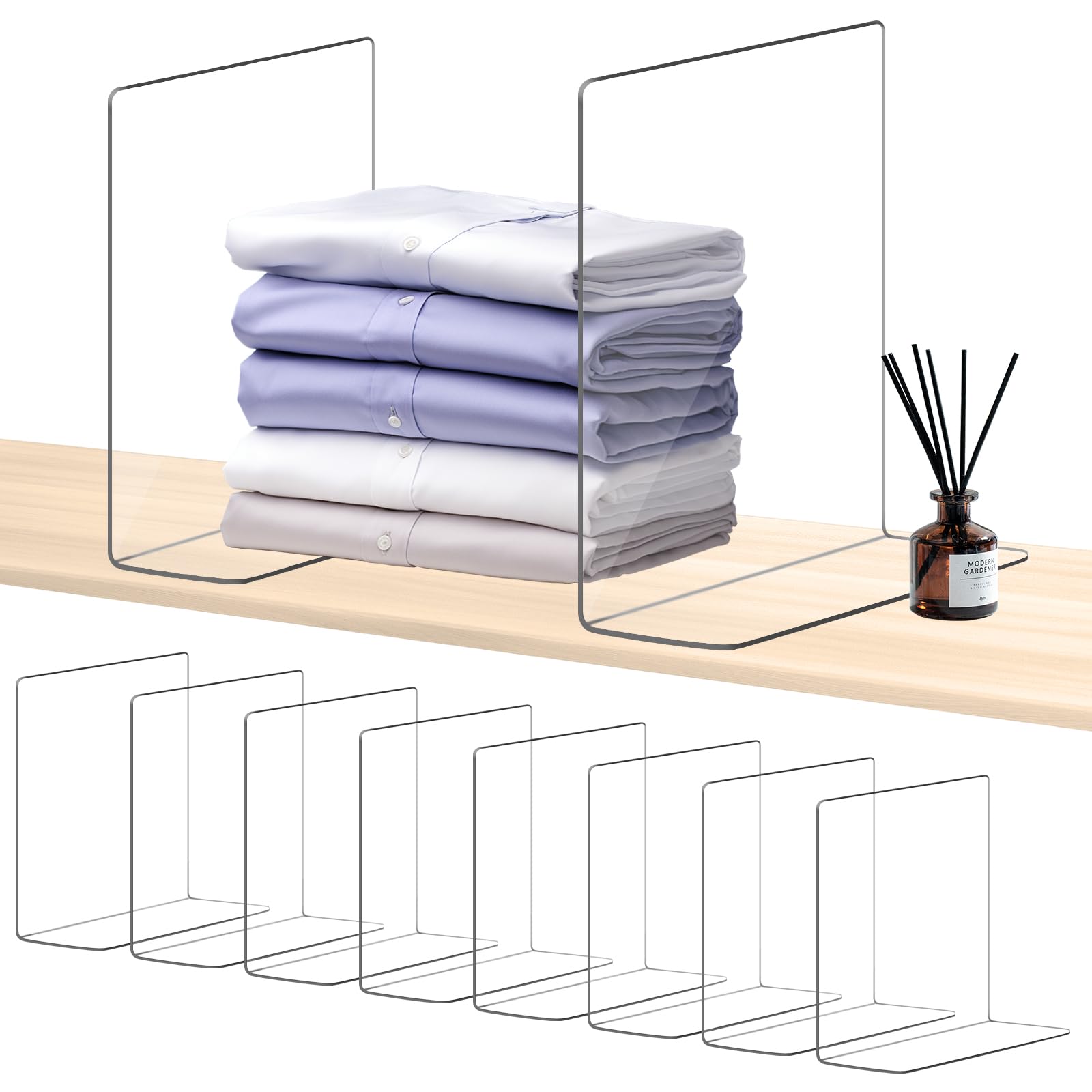 Jogori Shelf Dividers for Closet Organization: Durable Clear Acrylic Divider Organizer for Shelves - Vertical Adjustable Shelving Separators for Clothing Purse