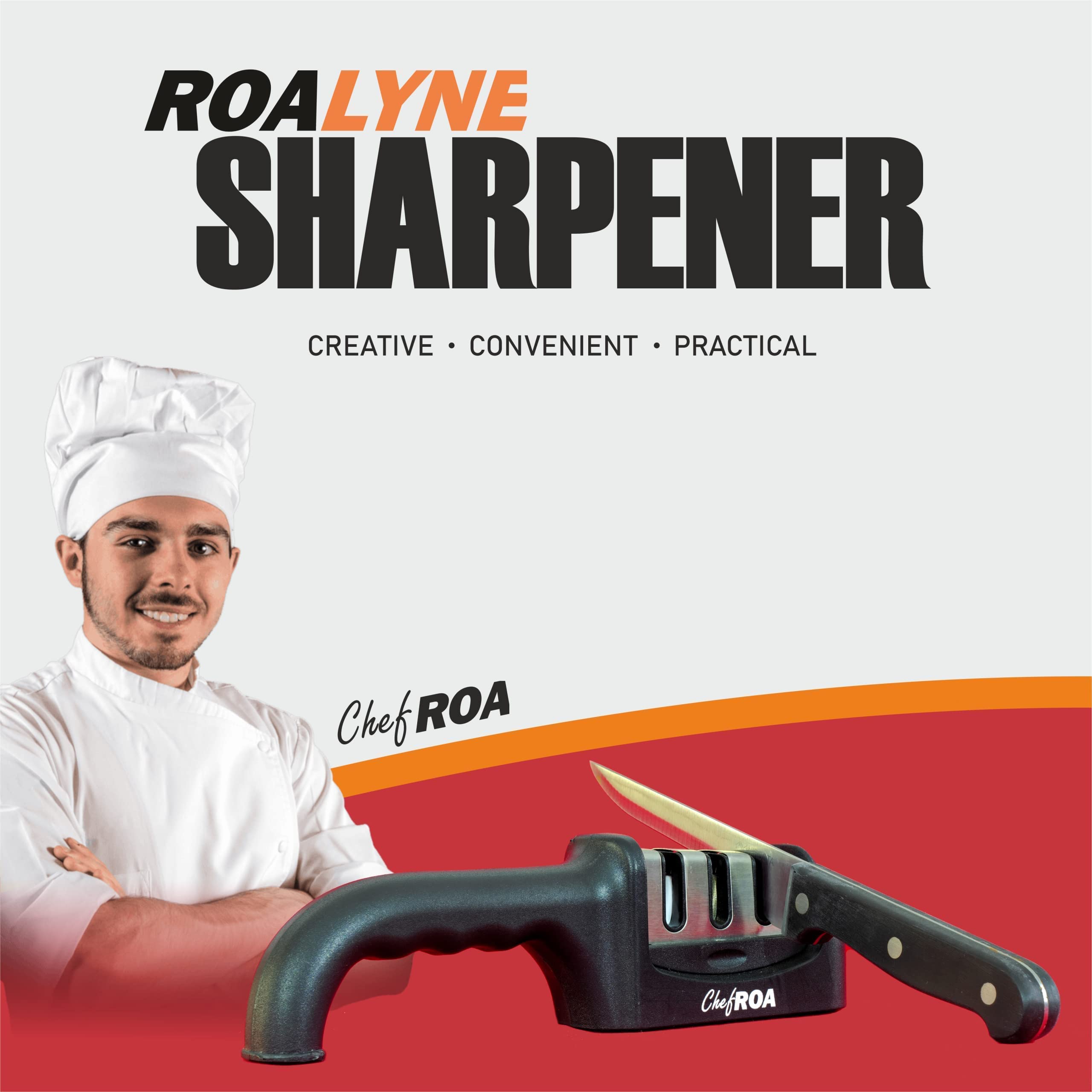CHEF ROA Knife Sharpening Tool for Chef Knives - Blade Repair, Poket Knives,Restore, Black