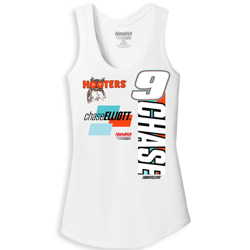 Classic Ink Chase Elliott Women's Hooters Racerback Ladies Tank Top White (XX-Large)