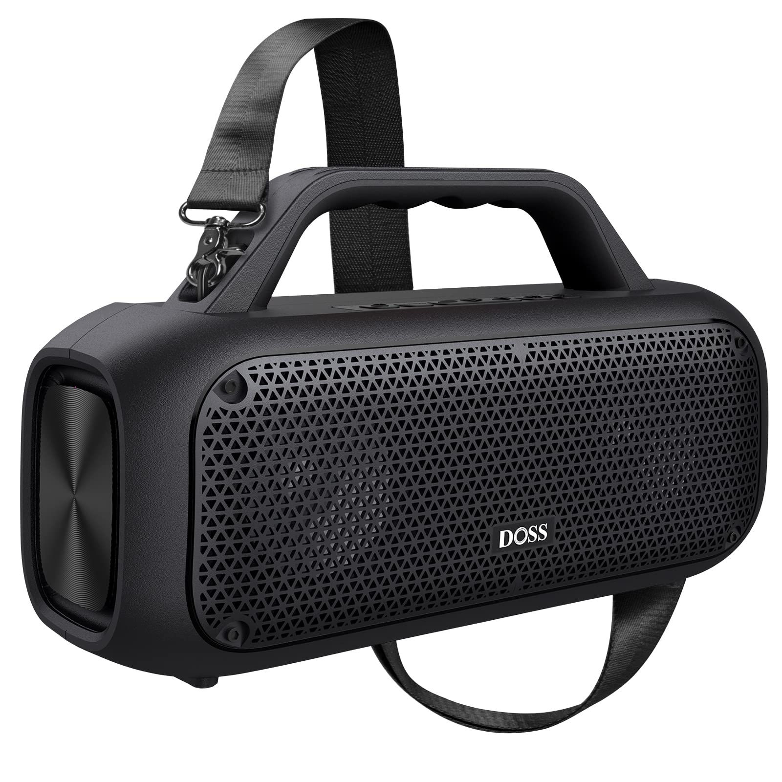 DOSS Extreme Boom Bluetooth Outdoor Speaker with 60W Mighty Sound, Deep Bass, 30H Playtime,10400mAh Power Bank, IPX6 Waterproof Speaker with Portable Strap for Camping, Beach, Garage-Black
