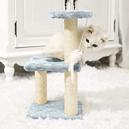 Small Cat Scratching Toy-Small Kitten Toy, Cat Toys for Indoor Cats, Kittens Post and Dangling Ball for Indoor Kittens and Cat Tree Small, Great for Kittens, Made for Kitten and Small Cat 16" Height
