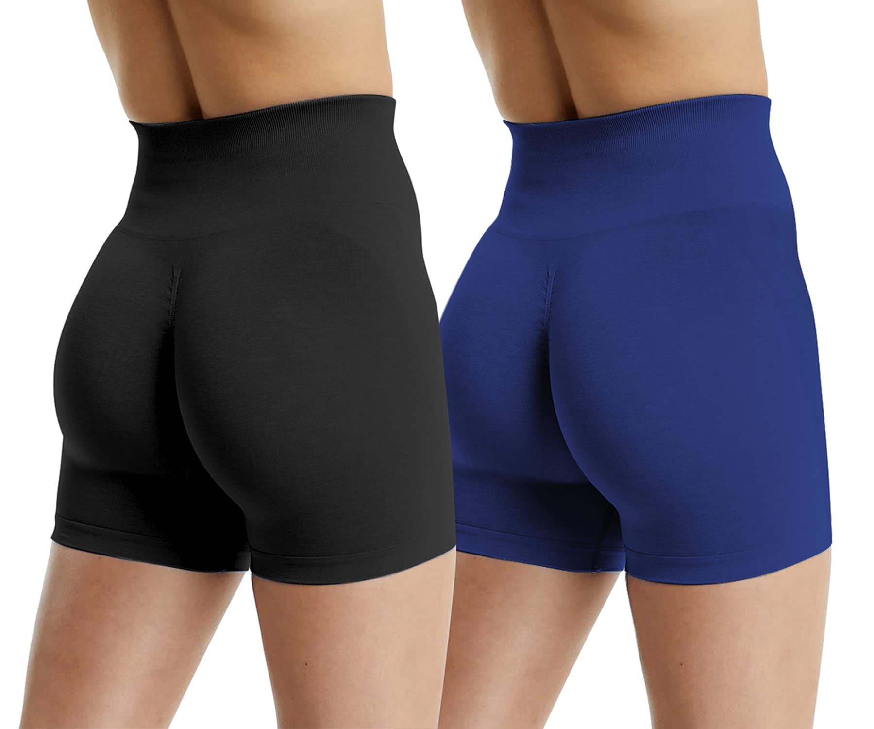 Fengbay 2 Pack Gym Shorts Women Workout Shorts Seamless High Waisted Yoga Athletic Biker Short