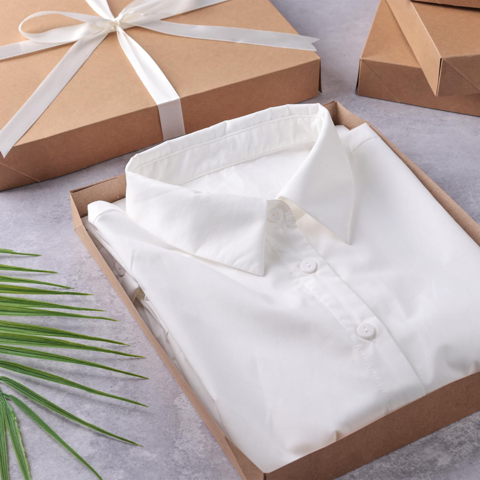 JOHOUSE 5PCS Gift Boxes with Lids, Gift Box Bulk Brown Shirt Boxes for Gifts 11.8 x 9.5 x 1.6 Inches