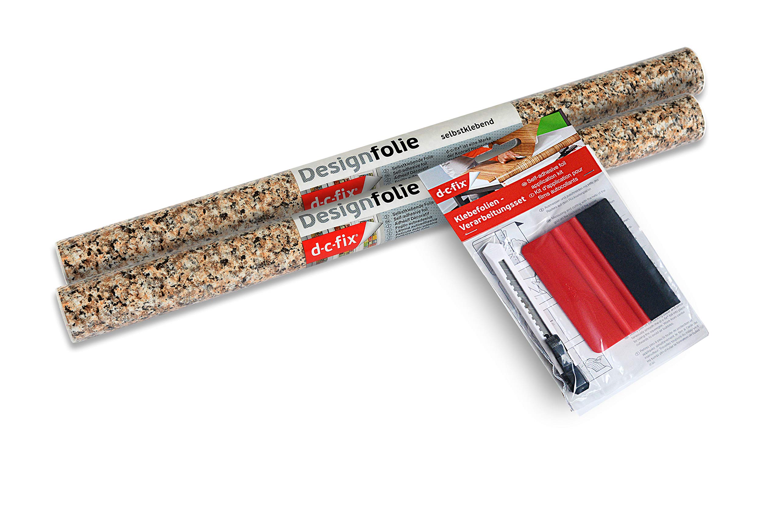 d-c-fix 346-0181-2PKA Decorative Self Adhesive Film, Brown Granite, 17" x 78" Roll, 2-Pack with Applicator