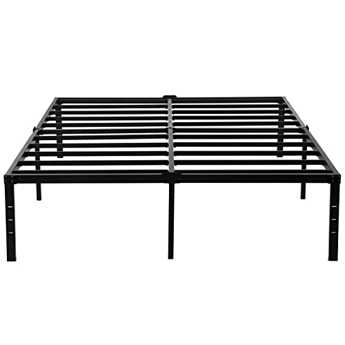 LIJQCI 16 Inch King Bed Frame –Heavy Duty Metal Platform Bed Frame Steel Slat Support 3000 lbs No Box Spring Needed, Non Slip, Noise Free Base Bed Black King Size