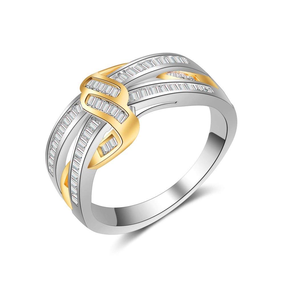 Czjewelry 18k Gold Plated Crossover Statement Ring | Rings for Women Size 5-10