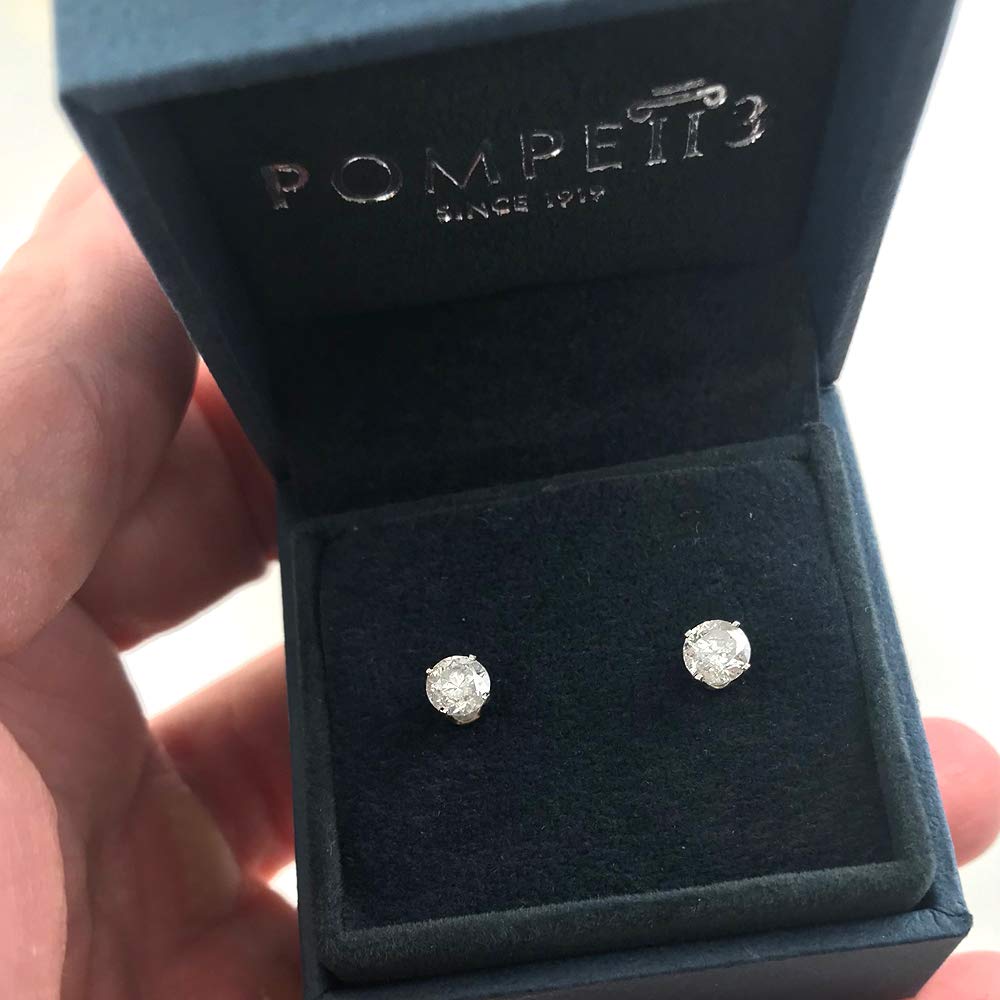Certified 1 Ct T.W. Round-Cut Natural Diamond Studs Women's Earrings in 14k White or Yellow Gold
