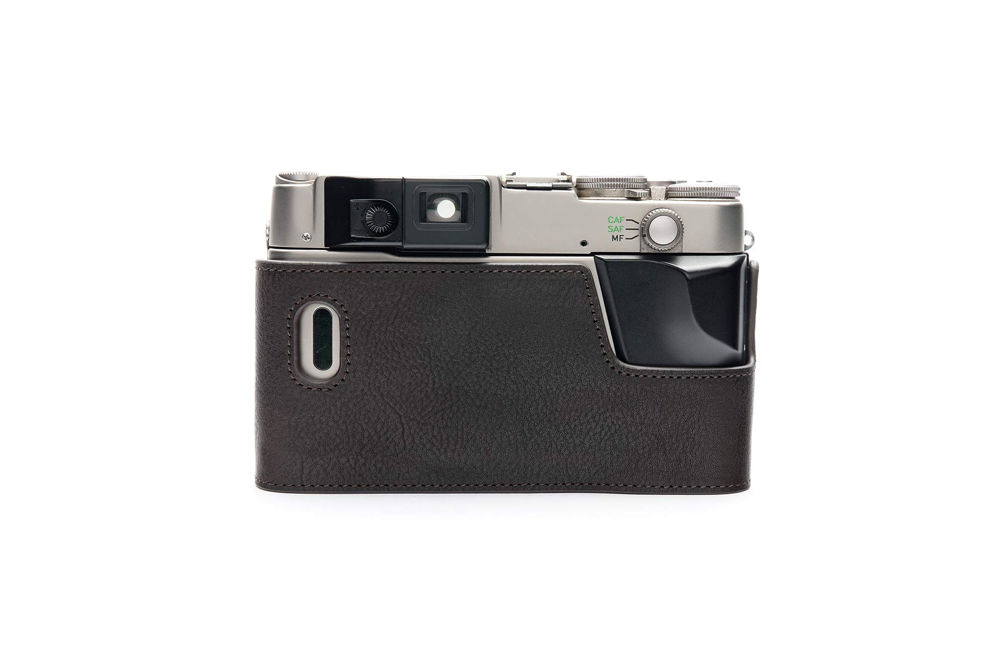 Contax G2 Case, BolinUS Handmade Genuine Real Leather Half Camera Case Bag Cover for Contax G2 Camera with Hand Strap (Coffee)