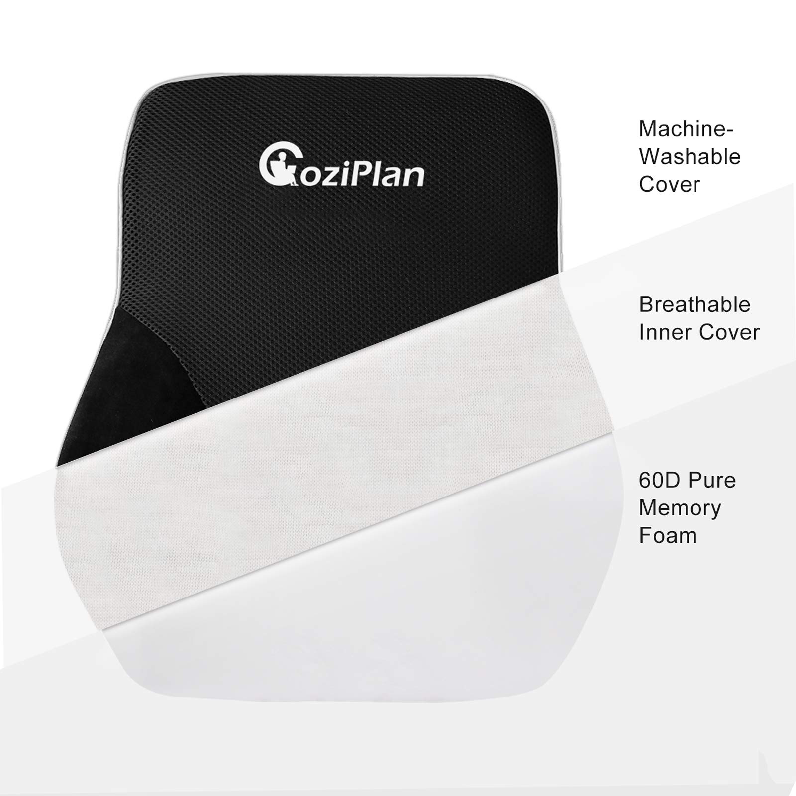 CoziPlan Lumbar Support Pillow for Office Chair - Support Version (Firm), Memory Foam Back Cushion for Chair and Car, with Non-Slip Back and Two Adjustable Beltsā¦