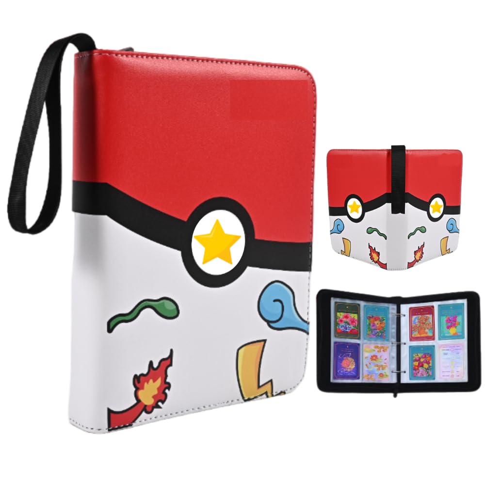 Card Binder 4-Pockets, Trading Card Holder 440 Pockets with 55 Sleeves, Zipper Carrying Case, Card Binder Folder, Perfect Gifts for Child