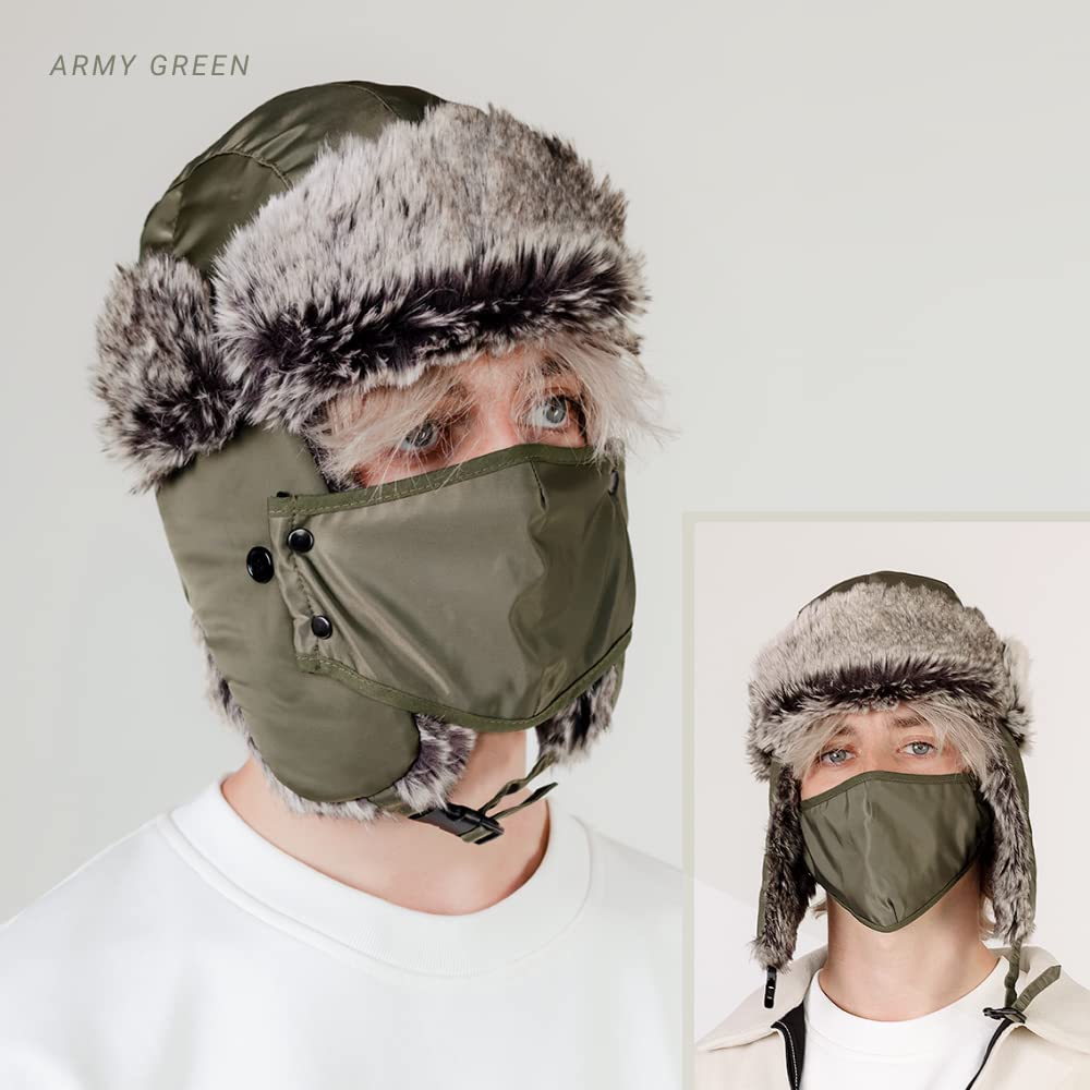 CHOK.LIDS Waterproof Winter Trappers Unisex Premium Strength Ushanka Ear Flap Chin Strap Cold Weather Outdoor (Black)