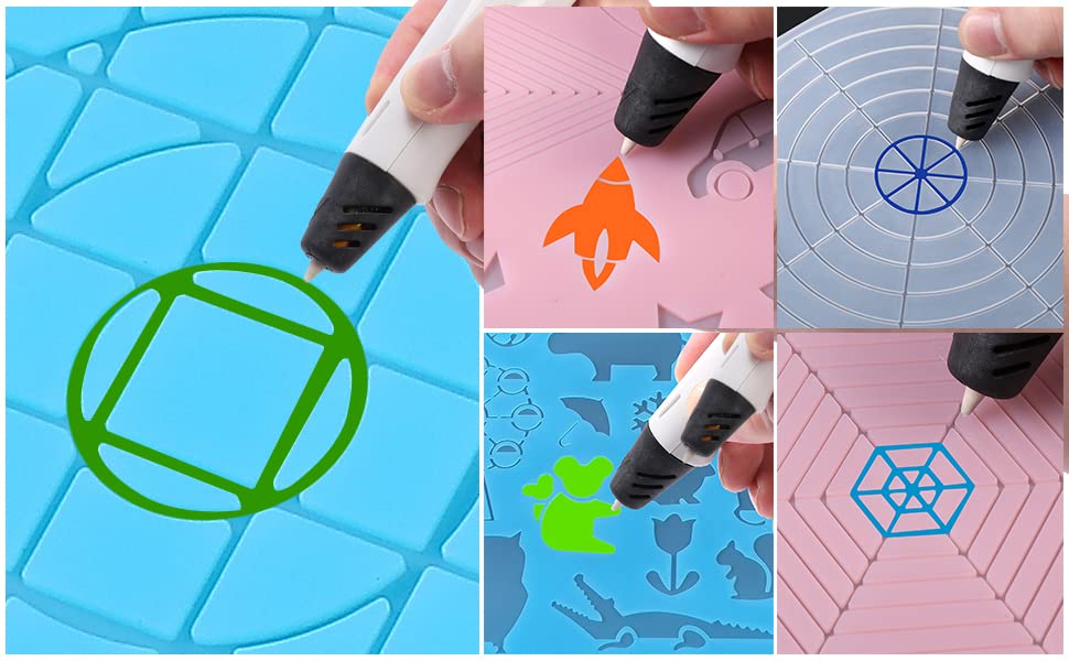 Small Size 3D Pen Mat - 3D Printing Mat for Beginners - 6.7x6.7 inch 3D Pen Mat for 3D Pens - 3D Pen Accessories Compatible with Stencils - Blue