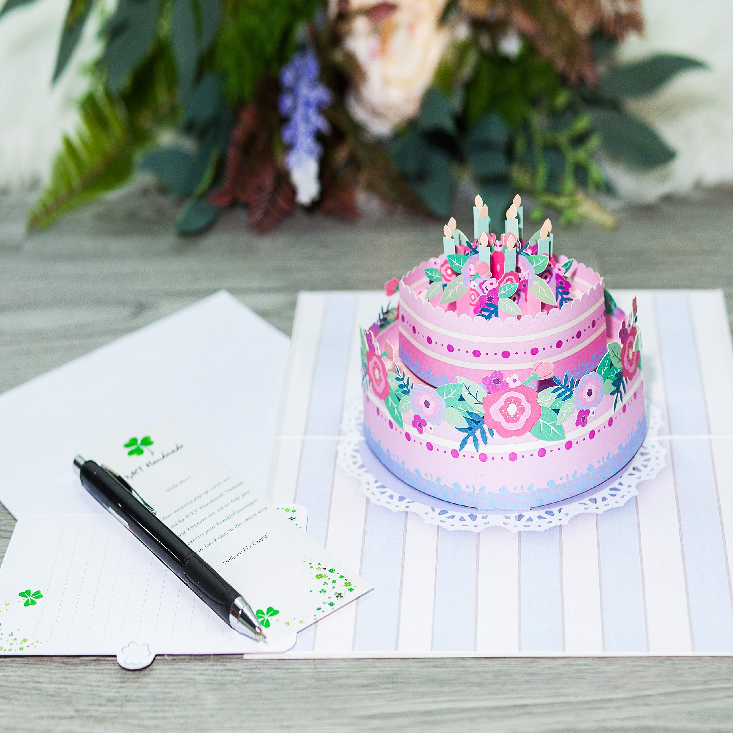 DKT HANDMADE Pop up birthday cake card, Happy birthday pop up card, Birthday 3d card, Happy Birthday Pop Up Card (Wedding cake)