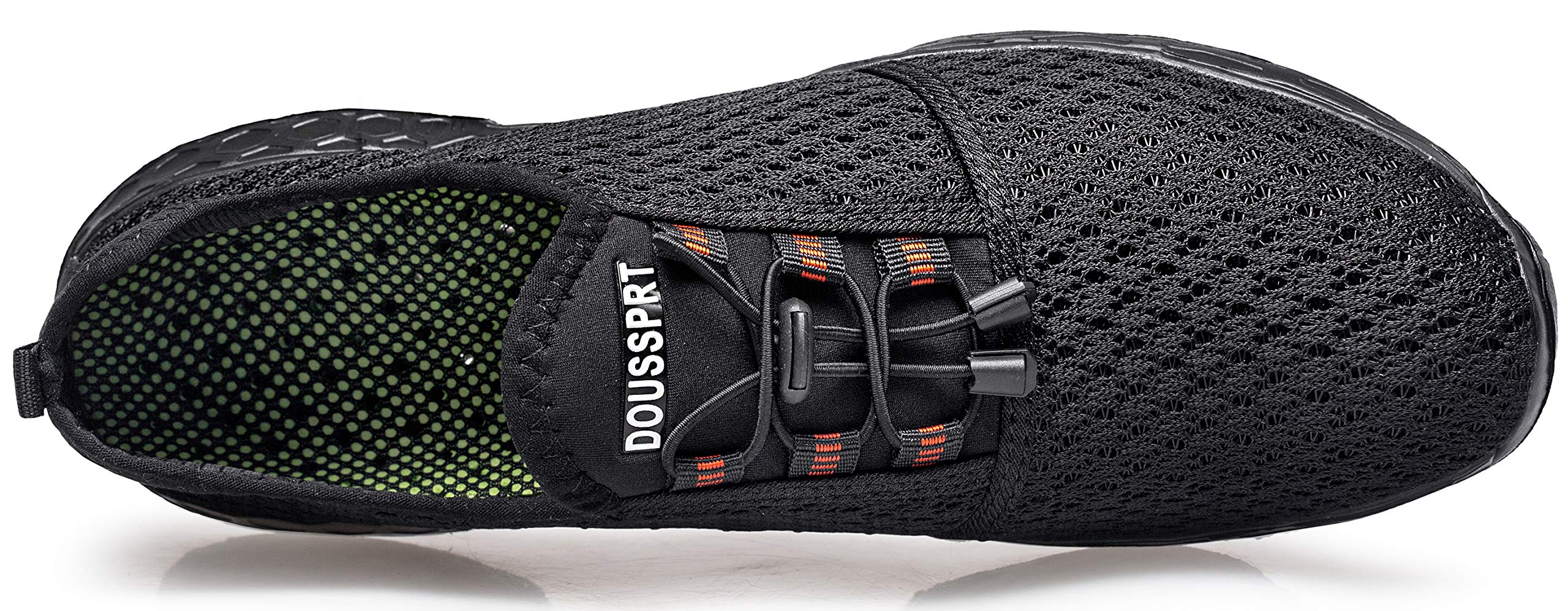 DOUSSPRT Men's Water Shoes Quick Drying Sports Aqua Shoes Dark Allblack Size 9.5