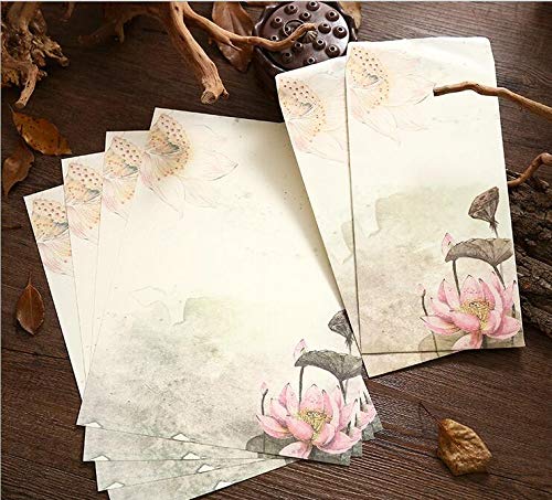 Retro Stationery Paper And Envelopes Set Letter Paper A4- Cute Kawaii Special Design Chinese Style Writing Stationery Paper Envelopes-32 Pack Stationery Paper and 16 Pack Envelopes(Retro)
