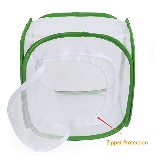 RESTCLOUD Insect and Butterfly Habitat Cage Terrarium Pop-up 12 X 12 X 12 Inches with Zipper Protection