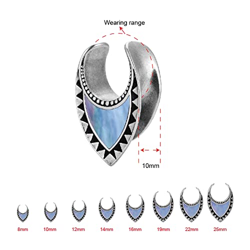 ERKUOO 2PCS Opening Saddle Ear Tunnels Retro Ear Gauges Double Flared Plugs Flesh Stretchers Piercing Earrings Expander 00g(10mm)