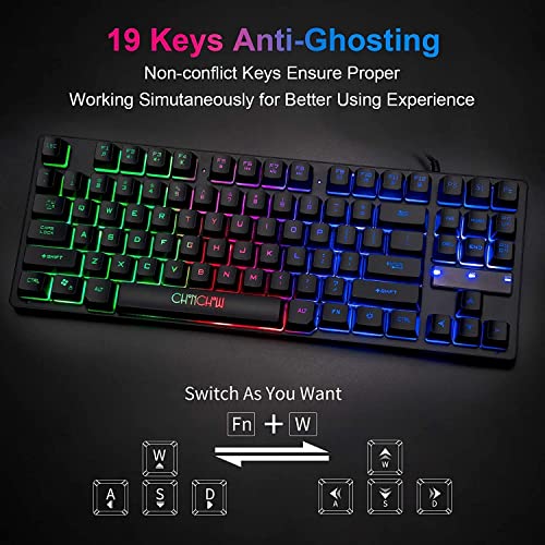 CHONCHOW Gaming Keyboard RGB Backlit Mechanical Keyboard (RK87B)