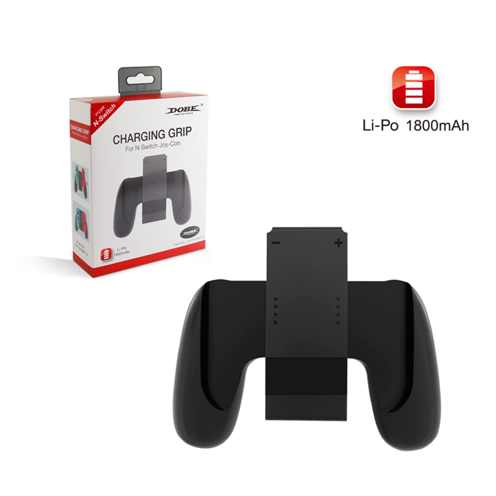 Dobe Joy Con Charging Grip with 1800mAh Battery, 2-in-1 Comfort Grip for Nintendo Switch Joy-Con Controller, Joycon Charger with 32in USB-C Cable, Power & Charge Indicators, Overcharge Protection