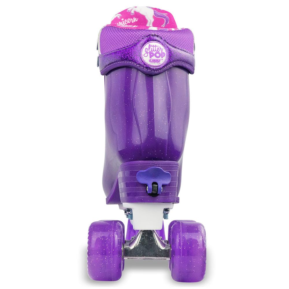 Crazy Skates Adjustable Roller Skates for Girls and Boys - Glitter Pop Collection - Size Adjustable to fit Four Sizes - Purple (Size: Small | j12-2)