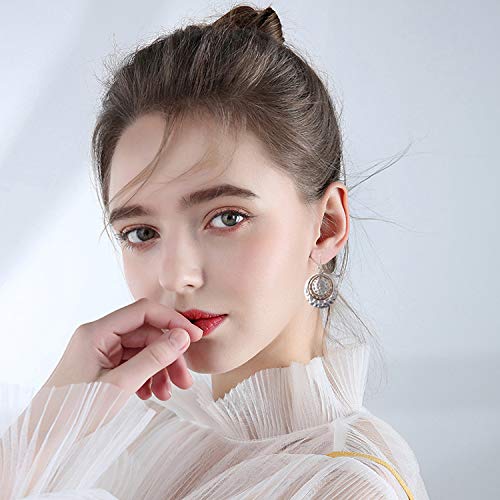 D.Rosse Handmade Ethnic Boho Retro Gold Matte Small Round Circle Dangle Drop Earrings Vintage Silver Hoop Hook Earrings for Women Statement Jewelry (Silver)