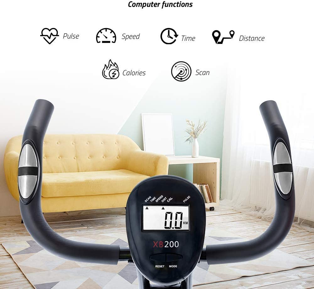 DisposaLux Folding Exercise Bike - Magnetic F-Bike, Home Recovery Cardio Trainer with Computer and Pulse Sensors