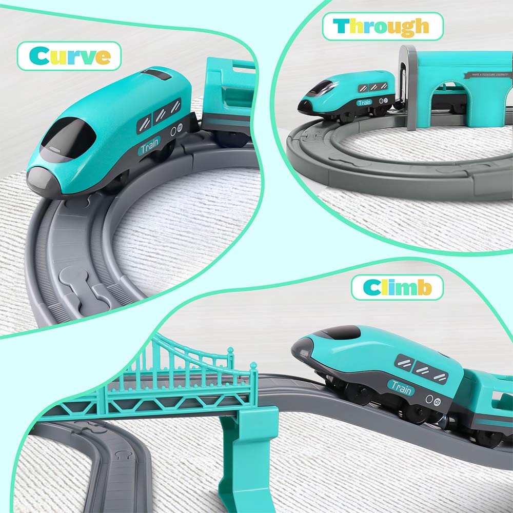 Train Set for Kids Ages 4-8, Toy Train for Kids, Battery-Powered Train Toy Include Theme Accessories, Gifts for 3 4 5 6 7 8 Years Old Boys & Girls (66Pcs) (City Theme)