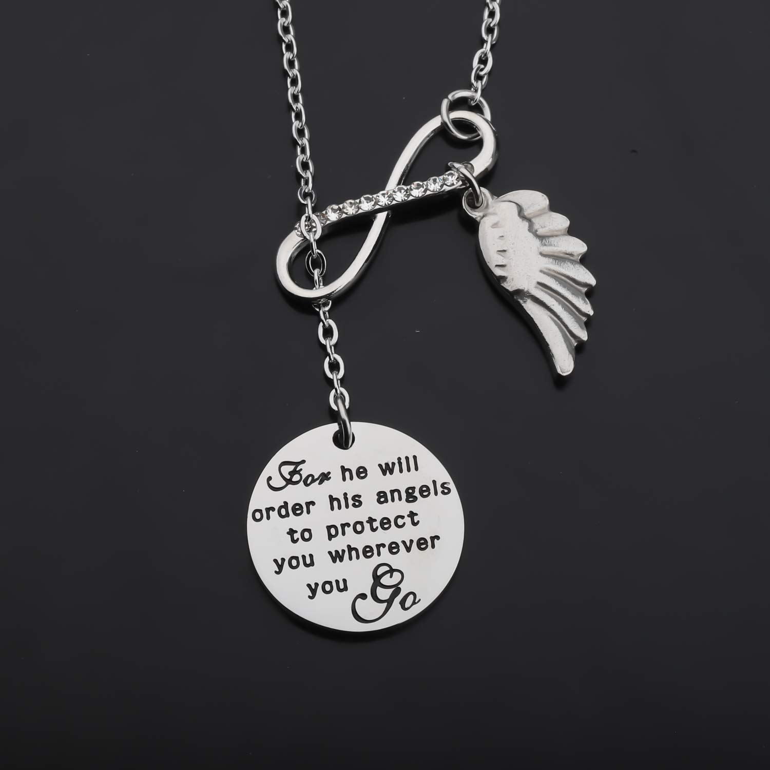 CHOORO Bible Verse Keychain For He Will Order His Angels to Protect You Wherever You Go Religious Jewelry Christian Gift (for he will order yn)