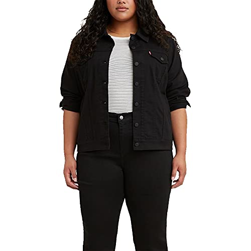 Levi's Women's Plus-Size Original Trucker Jacket, Black and Black, 3X