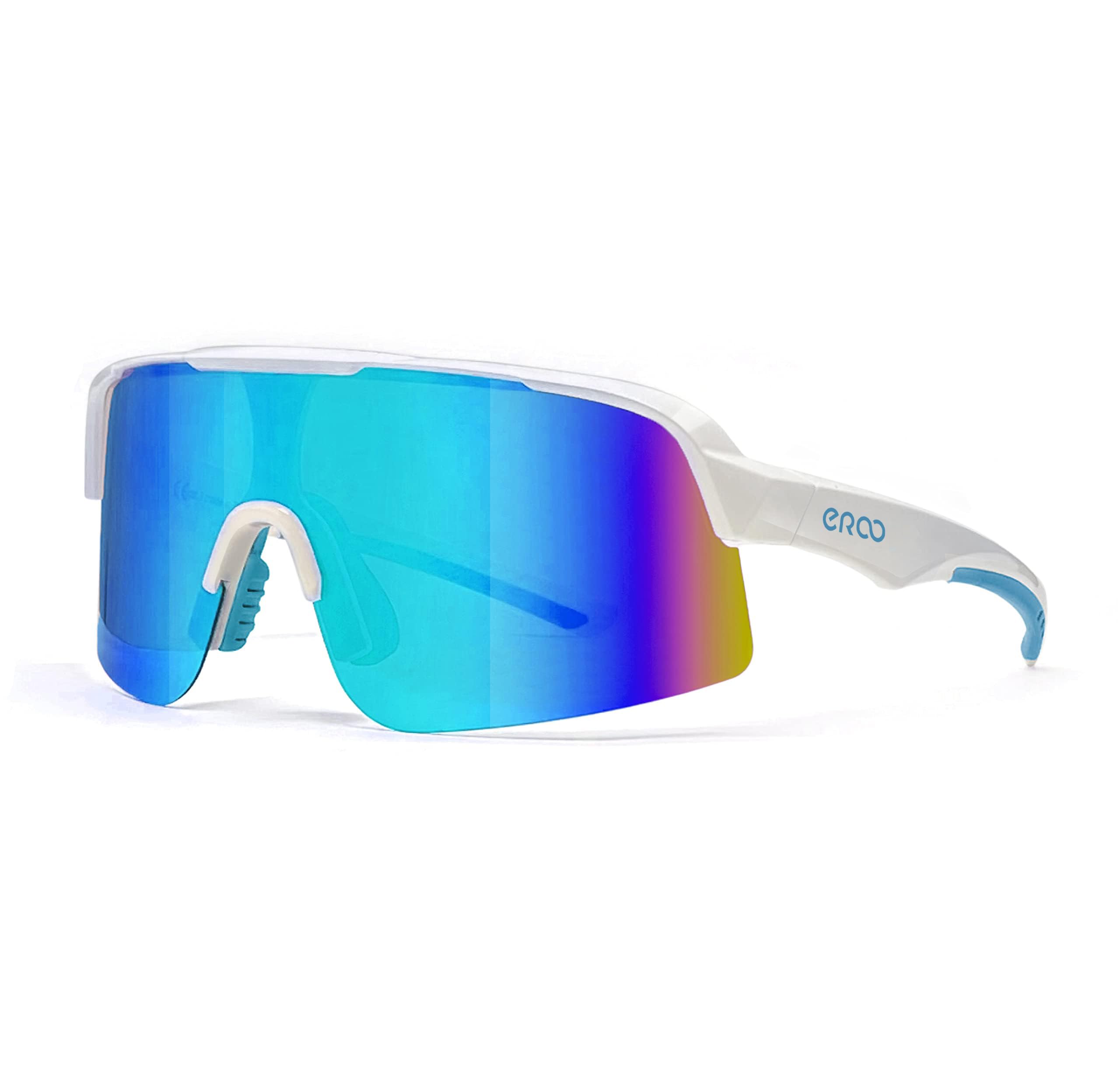 EAZYRUN ER00 Medium to Large blue Polarized shield sports sunglasses for men, 100% baseball ski biking cycling running beach volleyball