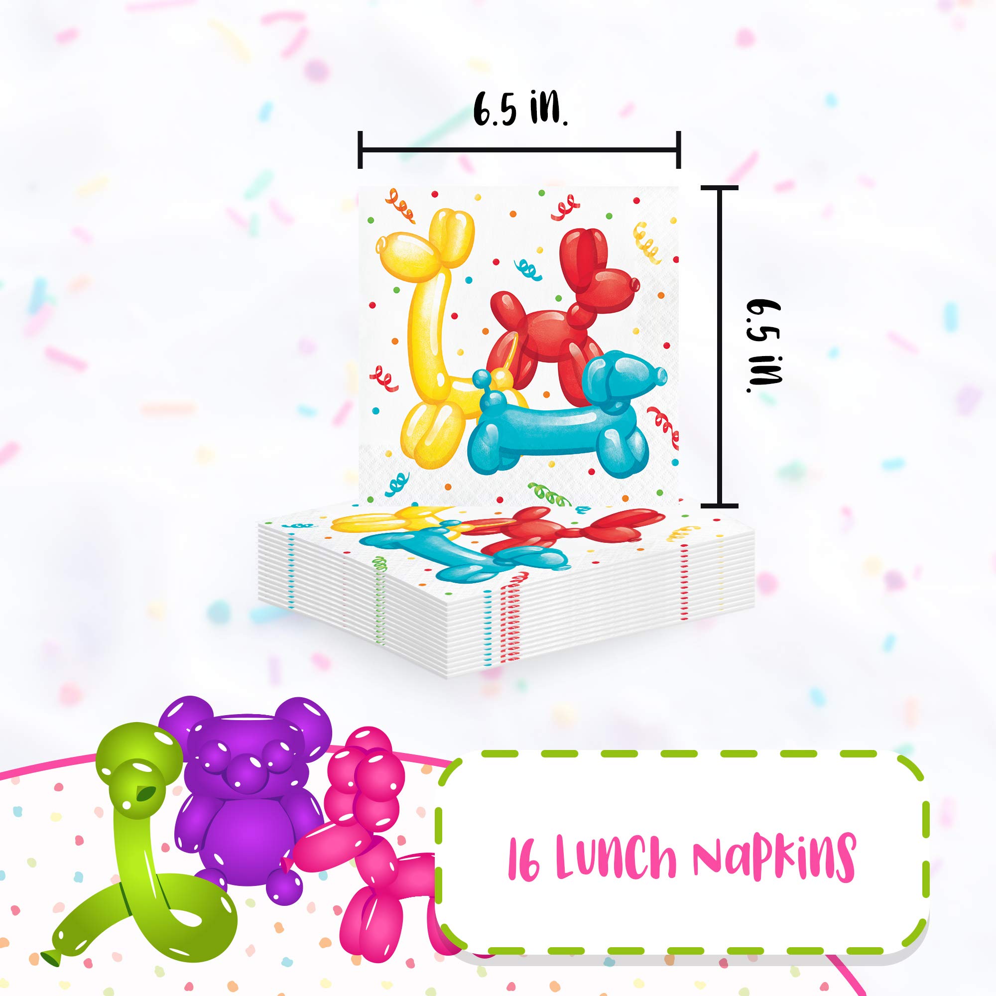 Creative Converting Balloon Animals Dinnerware Party Bundle | Luncheon & Beverage Napkins, Luncheon & Dinner Plates | Colorful Birthday Party for Kids Primary Colors