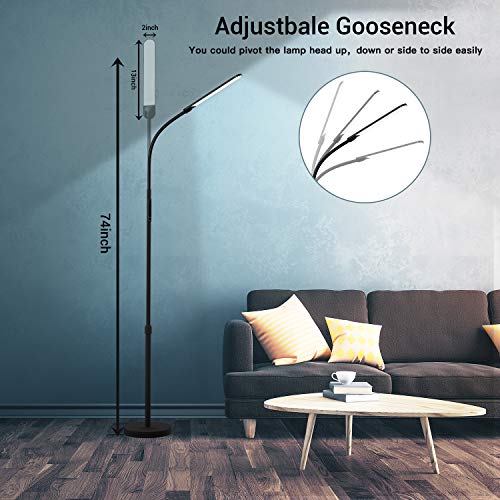 NXONE Led Floor Lamp,Modern Reading Adjustable Standing Height 4 Colors and Stepless Brightness Work Lamp for Living Room Bedroom Reading£¬Black