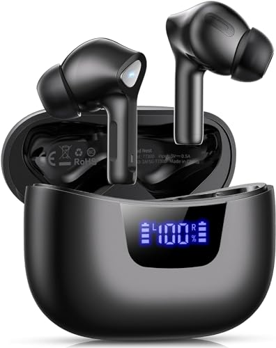 Carego Wireless Ear Buds Bluetooth Earbuds,60H Playback LED Display Bluetooth 5.3 Headphone with Mic,Call Noise Canceling Stereo Sound Earphones for iPhone/Samsung/Android Gifts for Men Women