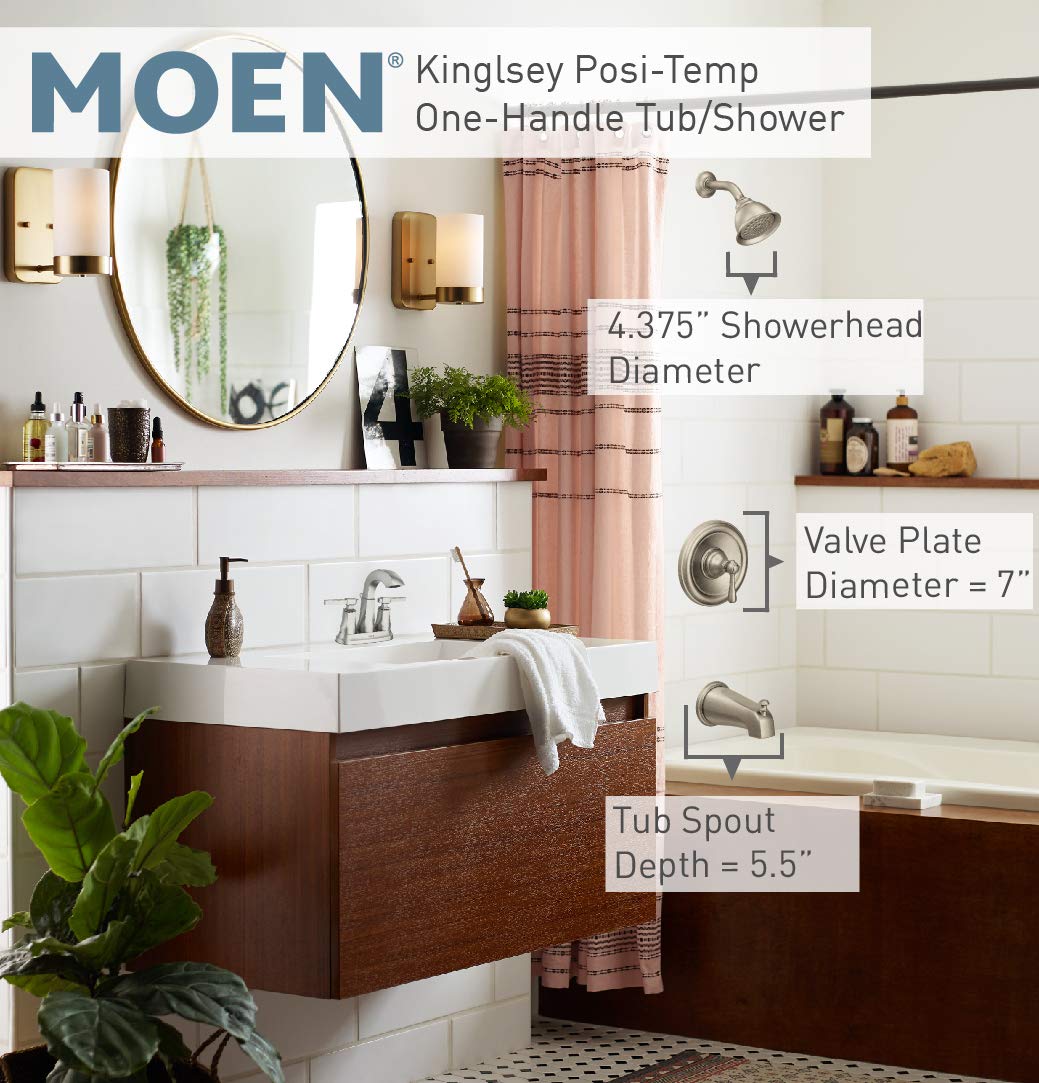 Moen T2113EPBN Kingsley Posi-Temp Tub and Shower Trim Kit, Valve Required, Brushed Nickel