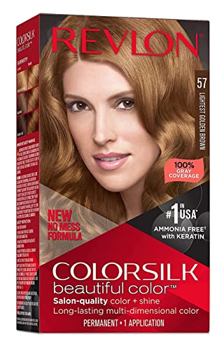 Revlon ColorSilk Beautiful Color Permanent Hair Color, 57 Lightest Golden Brown 1 Each (Pack of 6)