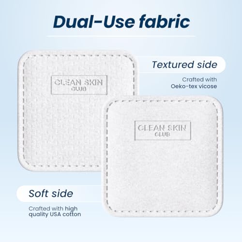 Clean Skin Club Clean² Pads 2.0 [NEW & IMPROVED EDGES] Guaranteed Not to Shed & Tear, Unique Triple Layers, Textured Side & Ultra Soft Side, Organic Disposable Cotton, Pair with Makeup Remover 2 pack