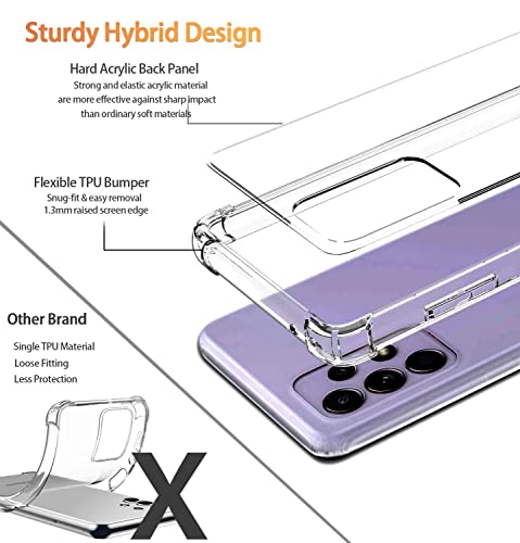 KIOMY πππ πππ Clear Case for Samsung Galaxy A23 4G 5G with 2pcs HD Tempered Glass Screen Protectors Transparent Cover for A23 4G LTE Hybrid Hard PC Back and Flexible TPU Frame Shockproof Bumper