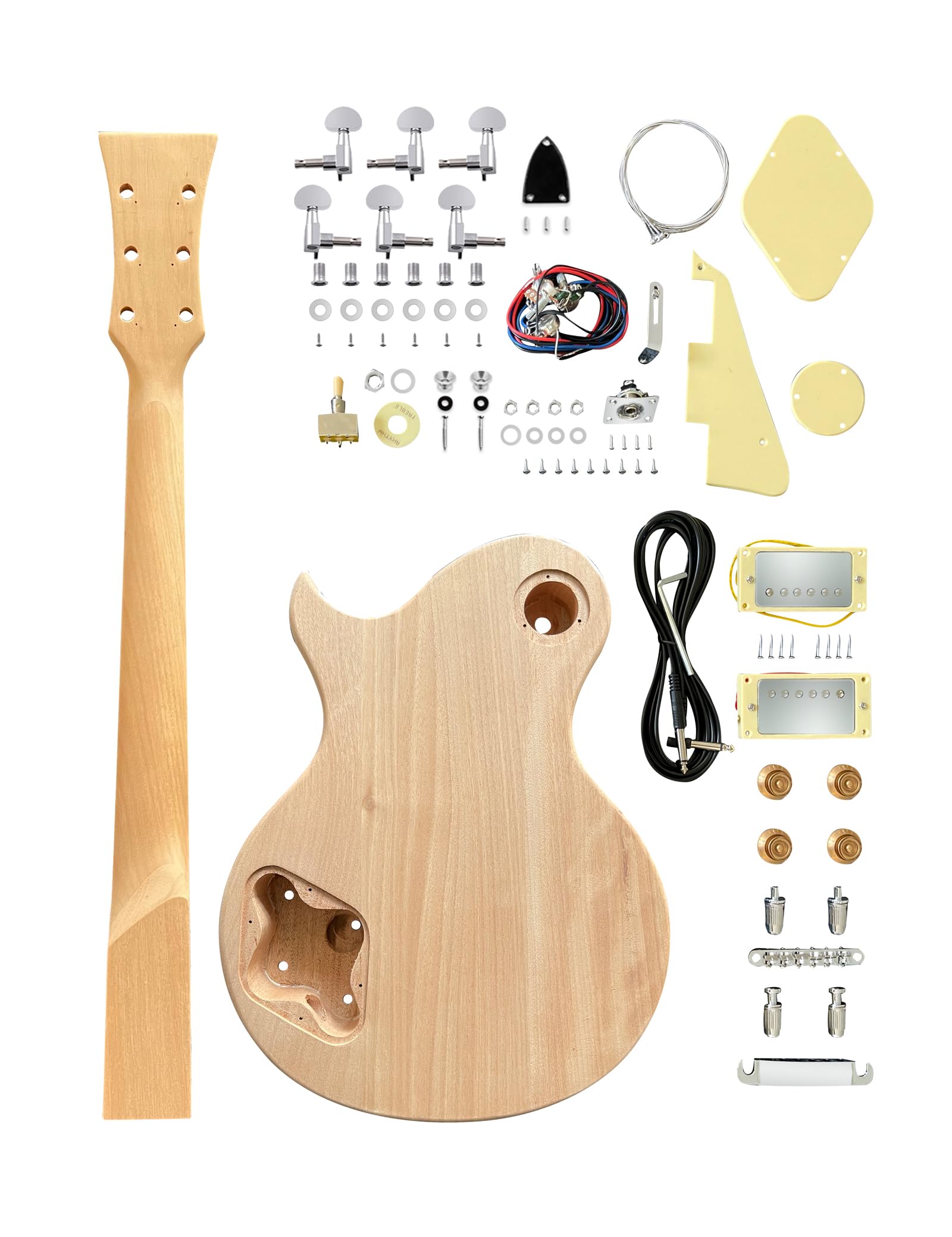 Fistrock DIY Electric Guitar Kit Beginner Kits 6 String with Curved Mahogany Body AAA Flamed Maple Top Mahogany Neck Rosewood Fingerboard Chrome Hardware Build Your Own Guitar.
