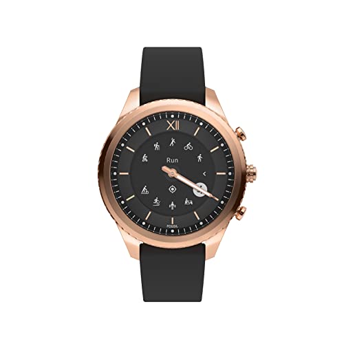 Fossil Women's Stella Gen 6 Hybrid 40mm Stainless Steel and Silicone Smart Watch, Color: Rose Gold/Black (Model: FTW7064)