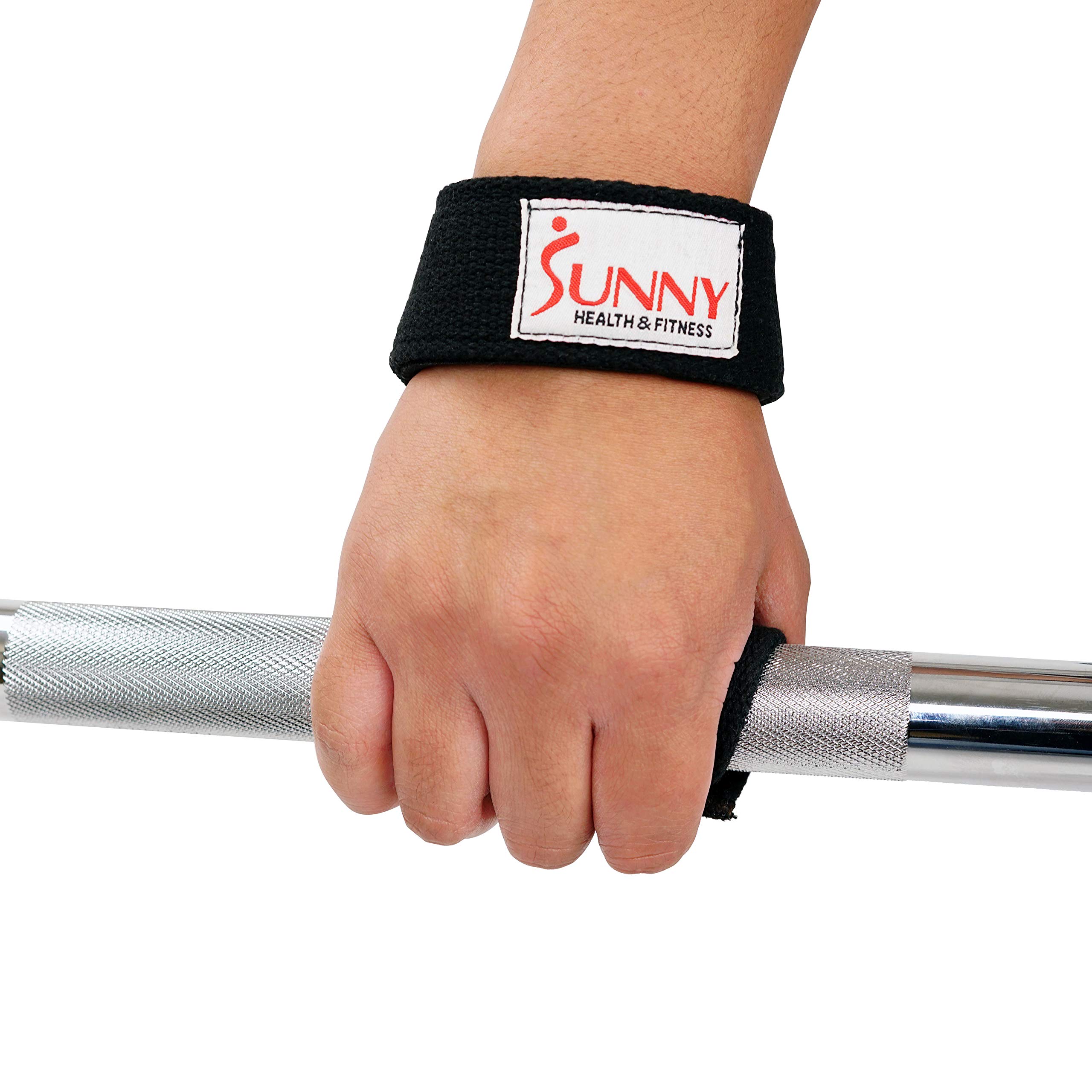 Sunny Health & Fitness Lifting Straps with Neoprene Padding, 2000lb Weight Capacity Heavy Duty Workout Wrist Straps for Weightlifting and Cross Training (Pair), Black