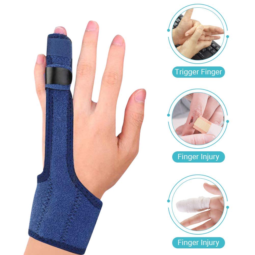 Chanmee New Navy Blue Fingers with Steel Finger Corrector Adjustable Aluminium Finger Splint Hand Support Recovery Brace Protection Injury Aid Tools