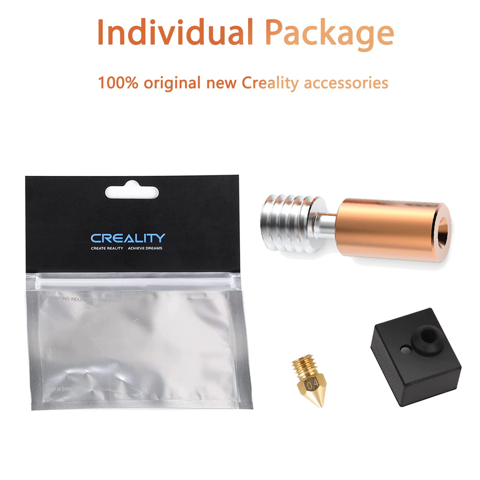Creality Official Sprite Extruder Pro Upgrade Throat Tube, Copper+ Titanium Alloy 400℃ Bimetal Heatbreak for Creality Ender 3 S1,Ender 3 S1 Pro, 3D Printer with Sprite Extruder Installed