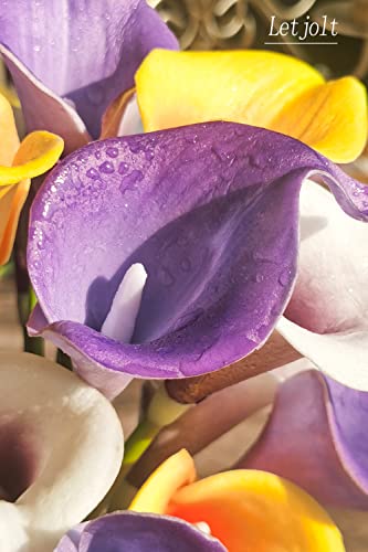 Letjolt Calla Lily Purple Artificial Flowers 12Pcs Table Flower Decor Faux Calla Lilies Bouquet for Wedding Bride Shower Home Decoration, Purple