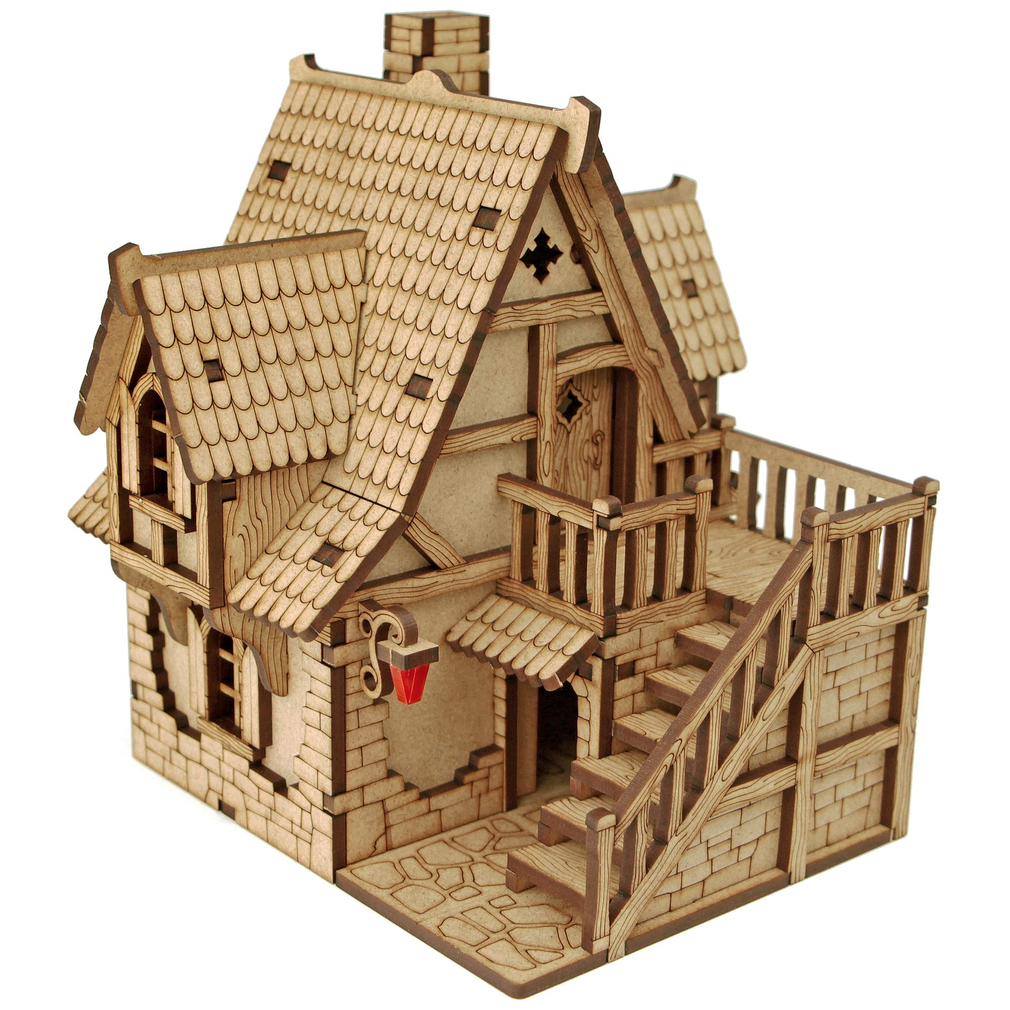 TowerRex Big House D&D Terrain Town Buildings - DND Accessories for Dungeons & Dragons, Pathfinder, Warhammer, Tabletop Battle map Grid, Wargaming Terrain, Scenery for 25mm 32mm 28mm Miniatures