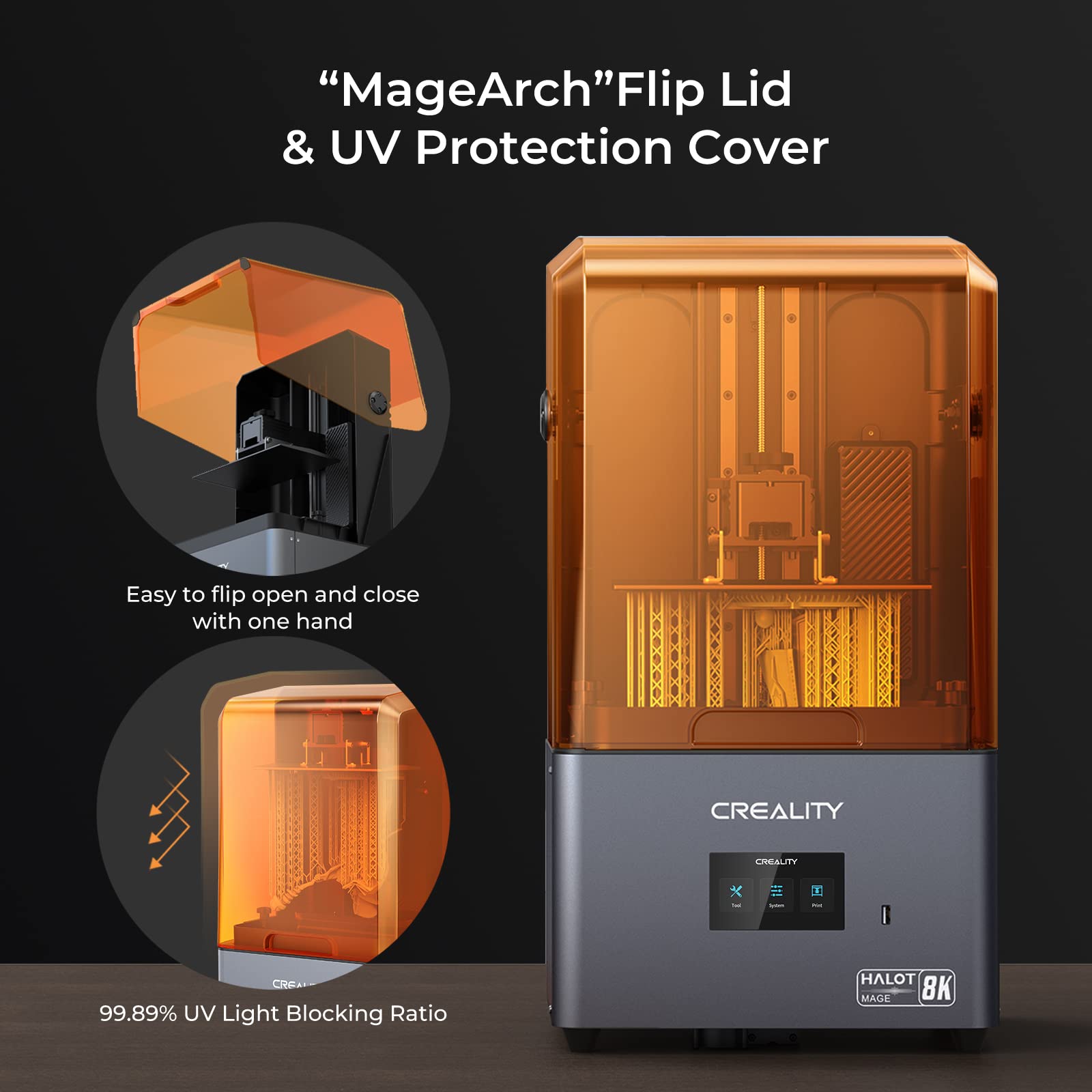 Creality Resin 3D Printer Halot-Mage, 8K Resolution 10.3" Monochrome LCD UV Photocuring Resin Printer with High-Precision Integral Light Fast Print Dual Z-axis Rails Larger Print Size 8.97x5.03x9.05in